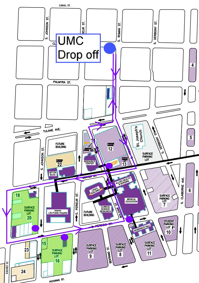 UMC Shuttle Tracking | LSU Health New Orleans